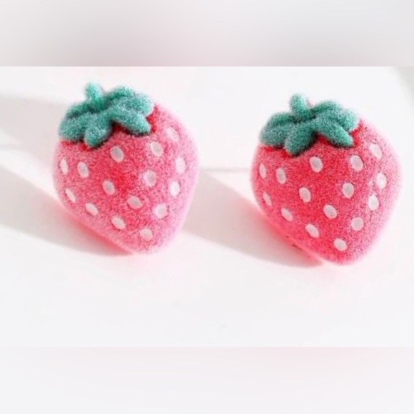 Accessories | Fuzzy Strawberries Furry Fluffy Flocked Strawberry Fruit ...